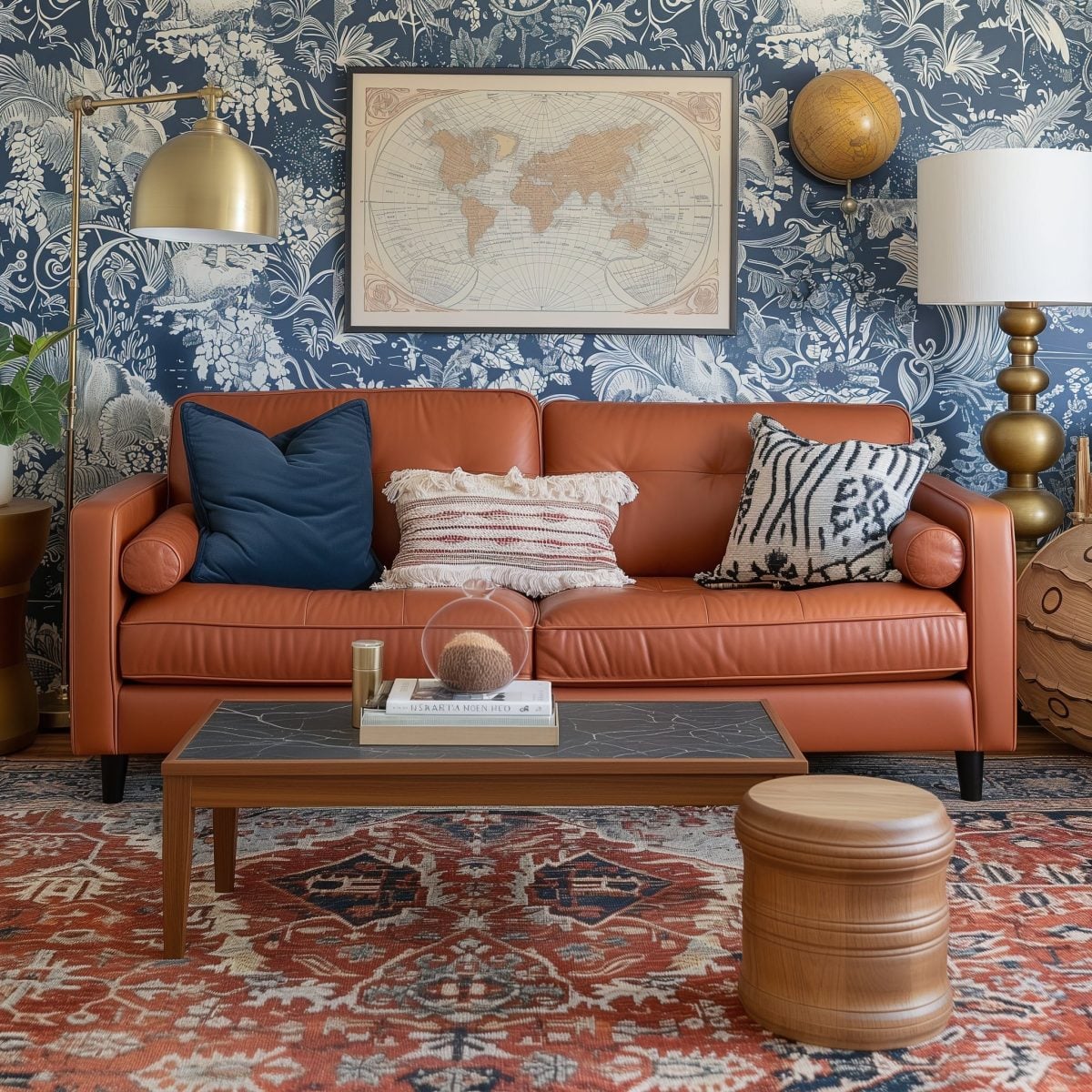 10 Living Room Ideas Featuring a Cognac Couch - HearthandPetals