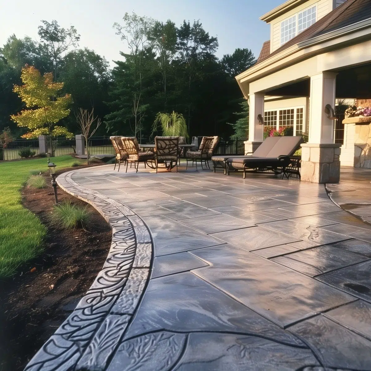 20+ Stamped Concrete Patio Ideas with Stunning Patterns - HearthandPetals