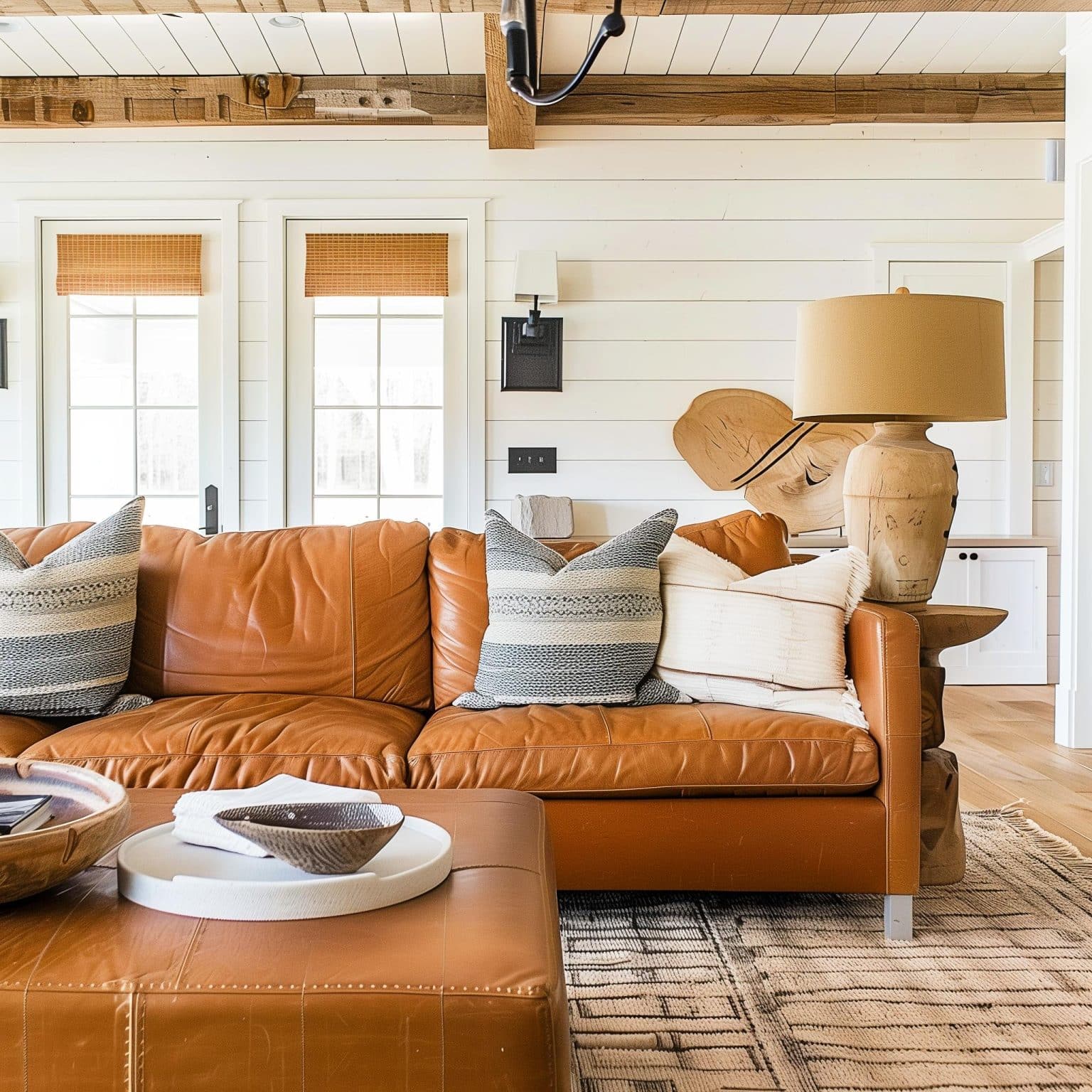 60+ Living Room Ideas Featuring a Cognac Couch - HearthandPetals