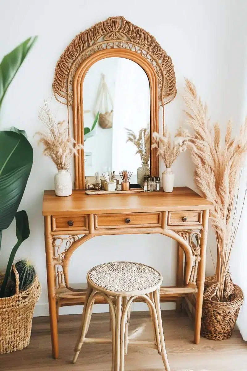25+ Boho Vanity with Mirror Designs That'll Make Getting Ready a Groovy ...